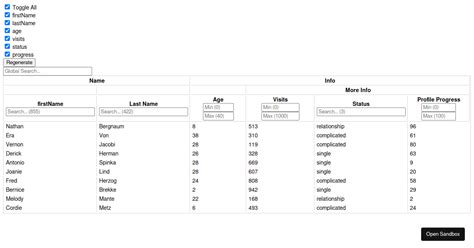 React Table V Example Codesandbox