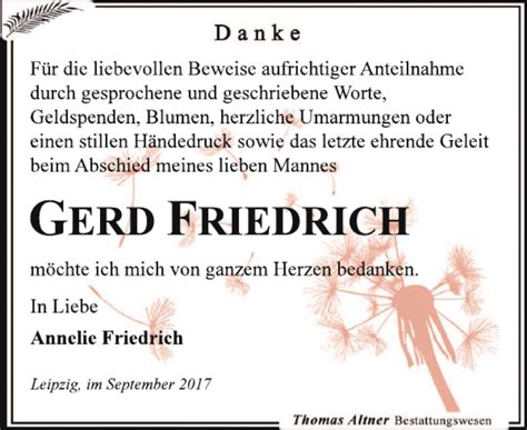 Traueranzeigen Von Gerd Friedrich Trauer Anzeigen De