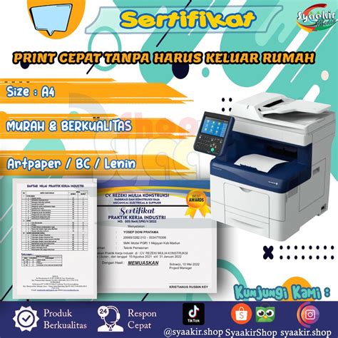 Jual SERTIFIKAT PIAGAM PENGHARGAAN CUSTOM MURAH CETAK SERTIFIKAT