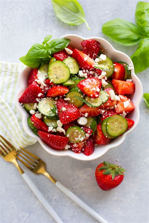Cucumber Strawberry Salad With Honey Balsamic Dressing Easy Salads