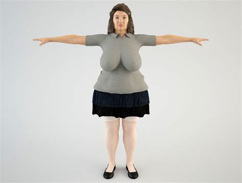 Fat Woman D Model Animated Rigged Cgtrader