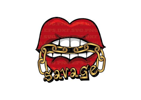 Bite Lips Gold Chain Savage Svg Lips Svg Clip Art Sexual Lips