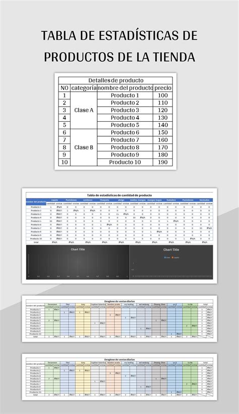 Plantilla de Excel Tabla De Estadísticas De Productos De La Tienda y