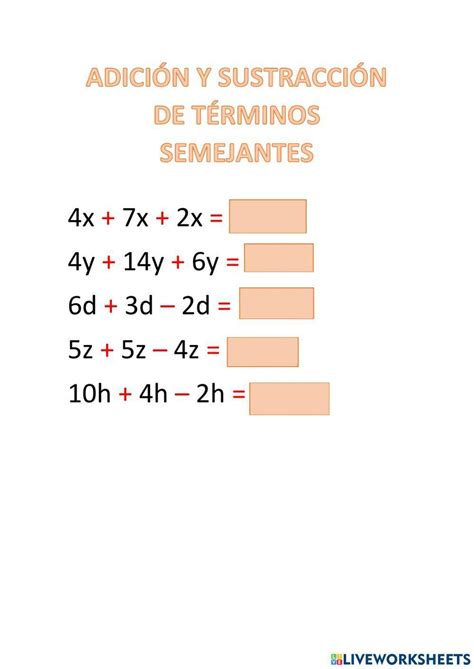 Adicion Y Sustraccion De Terminos Semejantes Ayudaaaa Doy 20 Puntos