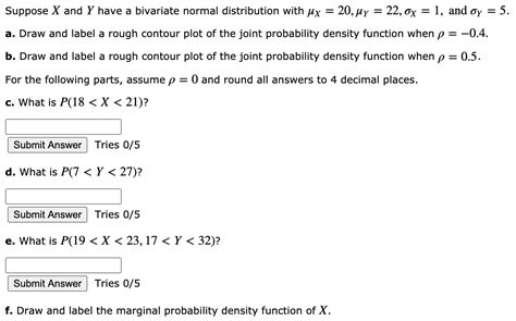solved suppose x and y have a bivariate normal distribution