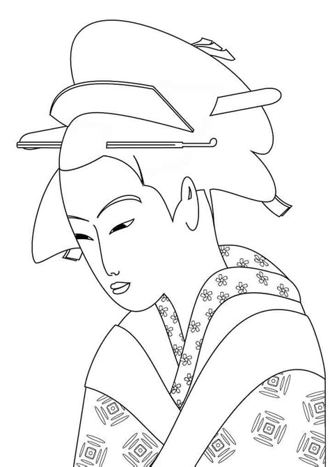 Retrato De Mujer Japonesa Para Colorear Imprimir E Dibujar