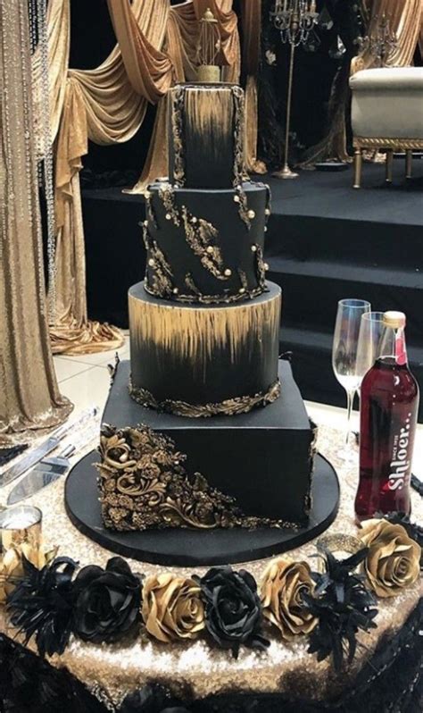 Pin By Ayesha Foote Principal Broker On Black And Gold Birthday Cake