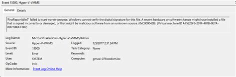 hyper v failed to start worker process windows can t verify signature 0xc0000428