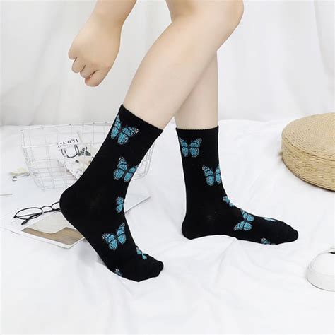5 pares Meias femininas primavera e verão meias de algodão no tubo