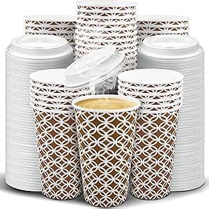 Amazon Ginkgo 100 Pack Disposable To Go Coffee Cups With Lids 16