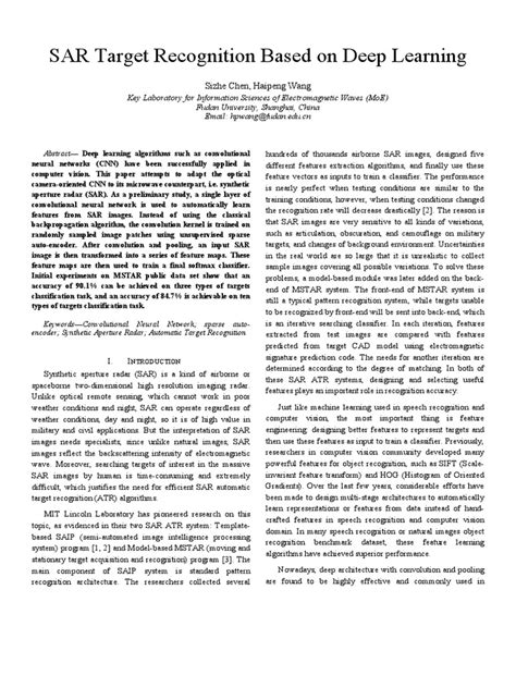 sar target recognition based on deep learning pdf deep learning artificial neural network