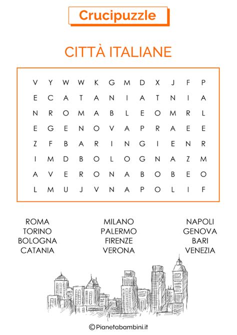 Crucipuzzle Facili Da Stampare Per Bambini Parole Italiane Stampe