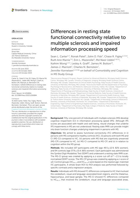 pdf differences in resting state functional connectivity relative to multiple sclerosis and