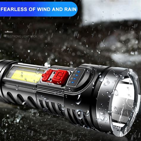 CW 500LM Powerful USB Rechargeable Flashlight 4 Modes Torch With