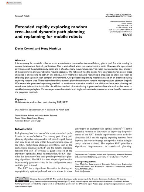 pdf extended rapidly exploring random tree based dynamic path planning and replanning for