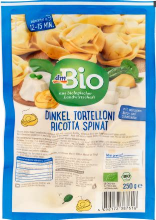 dmBio Nudeln Tortelloni aus Dinkel mit Ricotta Spinat gefüllt 250 g