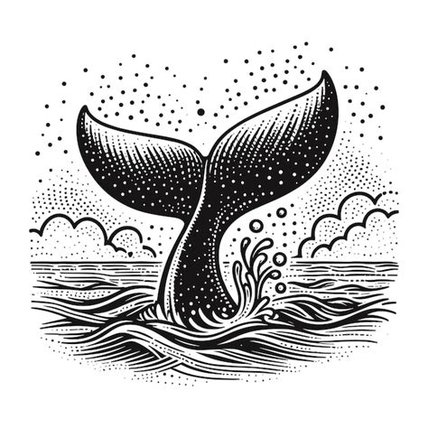 Un dibujo de una ballena que está en el agua Vector Premium