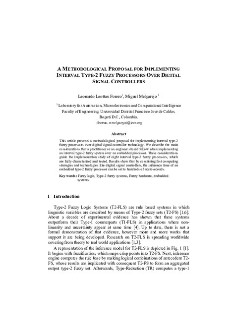 pdf a methodological proposal for implementing interval type 2 fuzzy processors over digital