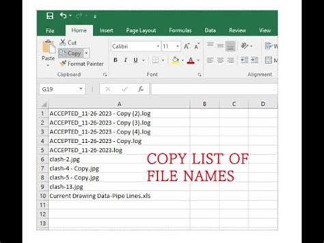 Copy The List Of Filenames From The Folder Into Excel With Just One