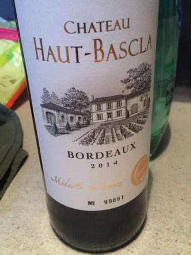2014 Vignobles Lalande Moreau Château Haut Bascla Bordeaux Vivino US