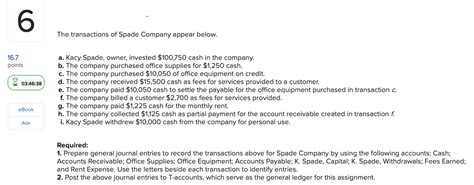 Solved 6 The Transactions Of Spade Company Appear Below Chegg