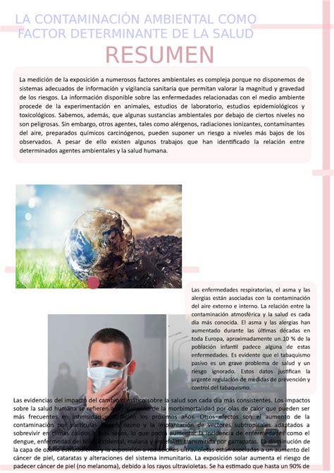 Epidemiologia Resumen 5 y semanales LA CONTAMINACIÓN AMBIENTAL COMO