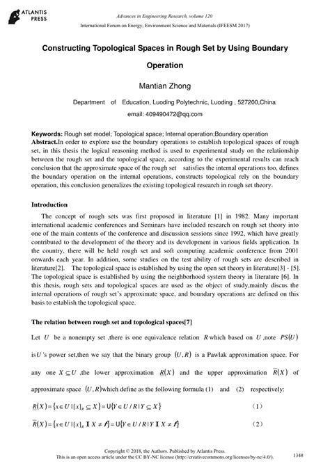 pdf constructing topological spaces in rough set by using boundary operation