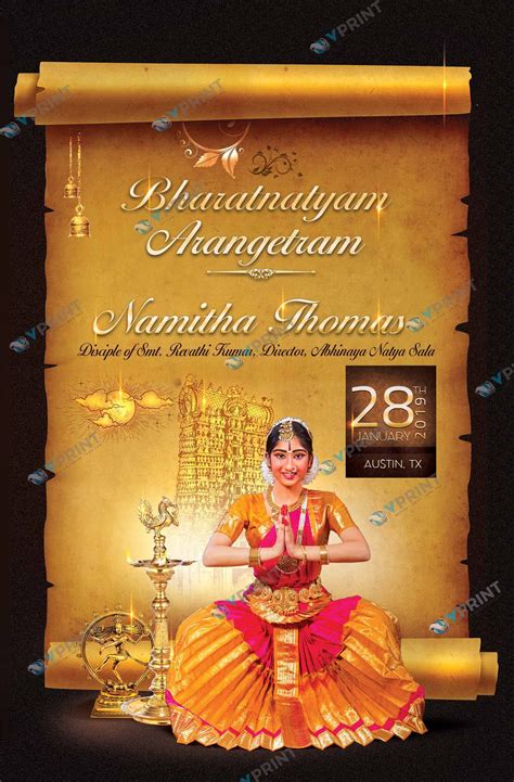 Designing And Printing Invitation For Bharatanatyam Arangetram At