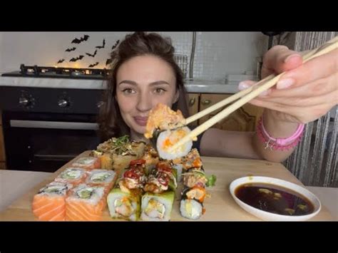 Asmr Eating Sushi Rolls Eating Sounds No Talking Asmr