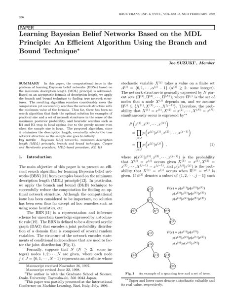 pdf learning bayesian belief networks based on the mdl principle an efficient algorithm using