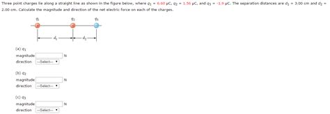 Solved Three Point Charges Lie Along A Straight Line As Chegg