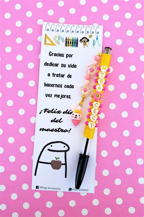 Pluma Decorada Para Maestra Lapices Personalizados Regalos