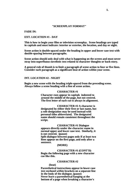 Free Printable Screenplay Templates Word Pdf
