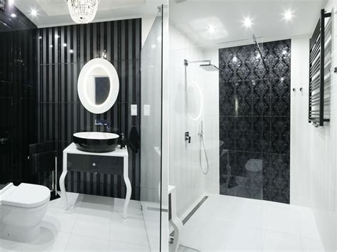 Czarno biała łazienka w stylu glamour zobacz gotowy projekt Galeria