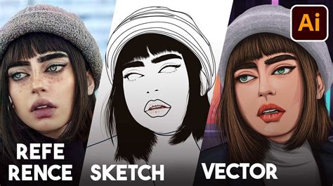 How To Make Vector Portrait In Illustrator Vector Art Youtube