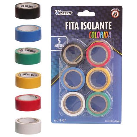 Fita Isolante Colorida 6 Rolos De 5m X 19mm Shopee Brasil