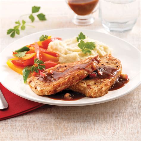 Côtelettes de porc sauce demi glace à la pomme 5 ingredients 15 minutes