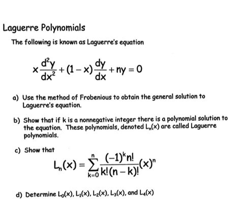 laguerre polynomials the following is known as