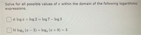 solved solve for all possible values of x within the domain