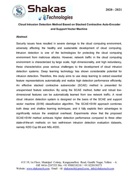 cloud intrusion detection method based on stacked contractive auto encoder and support vector