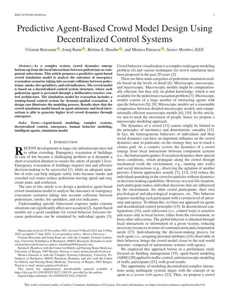 pdf predictive agent based crowd model design using decentralized control systems