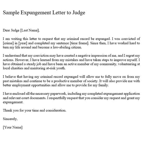 Sample Expungement Letter To Judge Culturo Pedia
