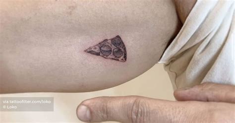 Micro Realistic Pizza Slice Tattoo On The Inner Arm