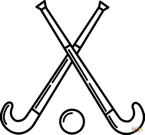 Dibujo de Palo y pelota de hockey sobre césped para colorear Dibujos
