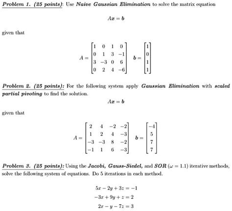 solved texts it s actually math but cs problem 1 25 points use naive gaussian elimination