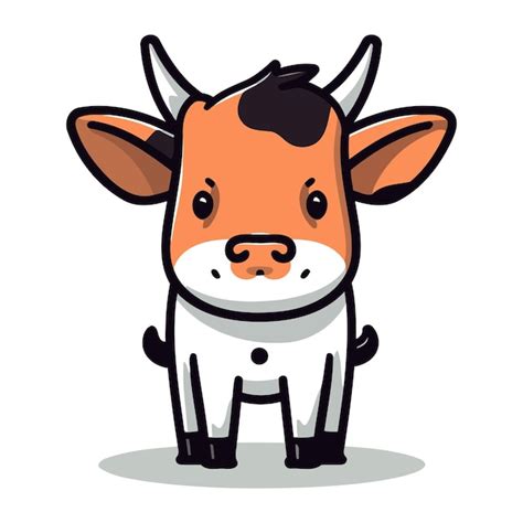 Lindo personaje de dibujos animados de vacas ilustración vectorial