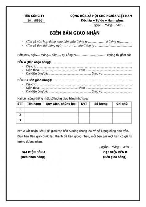 Tải ngay mẫu biên bản bàn giao hàng hóa excel đơn giản và nhanh chóng nhất