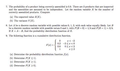 solved 1 the possible values of the discrete random