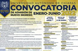 Lanza UNACH Convocatoria de Admisión para el Semestre Enero Junio 2022