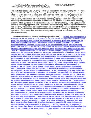 Fillable Online Vaal University Technology Application Form Vaal